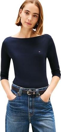 Tommy Hilfiger T-Shirt Manches Longues Femme New Cody Slim Col Bateau, Bleu (Nos Desert Sky), XXS