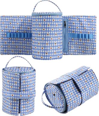 Generic Fashine Leere Kleine Garn Aufbewahrungstasche Tragbare Gestrickte Wolltaschen Faltbare Cerchet Haken for N&auml;hwerkzeuge Zubeh&ouml;r Geschenk(Empty Bag-Blue)