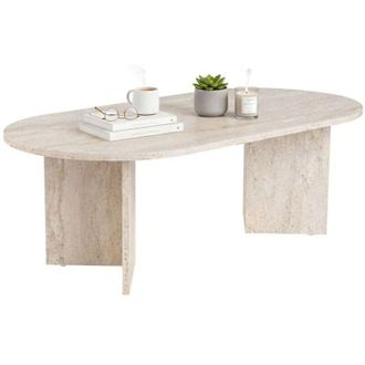 Dmora Wohnzimmertisch Elain, Niedriger Wohnzimmertisch, Kaffeeregal, Couchtisch f&uuml;r Sofa, 119x60 h40 cm, Beige - Dmora