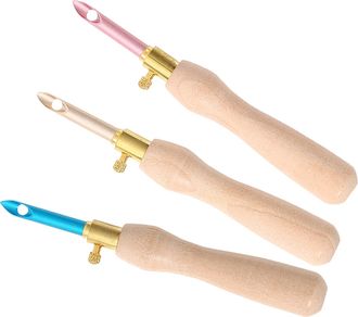Angoily 3 St&uuml;ck Teiliges verstellbares Punch Needle mit robustem Holzgriff Stickwerkzeug f&uuml;r DIY Handarbeiten Teppichweberei und pr&auml;zises Sticken komfortabel 
