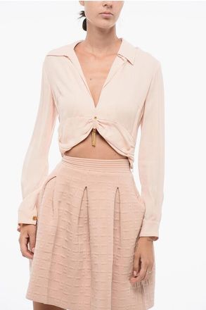 Elisabetta Franchi V Neck Cropped Fit Blouse size 40