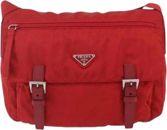 Prada unisex, Pre-owned, Rouge, Taille: ONE Size Sac messager Pre-owned &agrave; boucle zipp&eacute;e