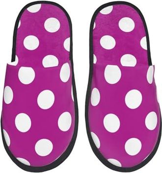 Generic Chaussons Femme Homme Imprimé À Pois Violets Et Blancs Chaussons Femme Adultes Doux Pantoufle, Pour Fête, Intérieur Extérieur, Femmes, L