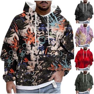 Generic Pull &agrave; capuche imprim&eacute; pour homme, sweat &agrave; capuche imprim&eacute; avec cordon de serrage, sweat &agrave; capuche tendance de style hip-hop, pull &agrave; capuche confortab