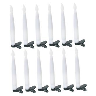 Cabilock 12 S&auml;tze LED Weihnachtsbaumkerzen Set Warmwei&szlig; Frosted LED Stabkerzen mit Clips und Haken Kabellose Weihnachtsbaumdekoration f&uuml;r Weihnachten und Hallo