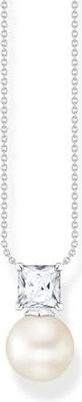 Thomas Sabo KE2163-167-14-L45V Collier pour femme avec perle blanche en argent sterling 925, perle de culture deau douce et zircone blanche, longueur 45 cm, KE216