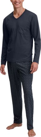 CALIDA Relax Streamline Pyjama lang Herren, aus 100% Baumwolle, Hose mit stoffbezogenem Gummibund