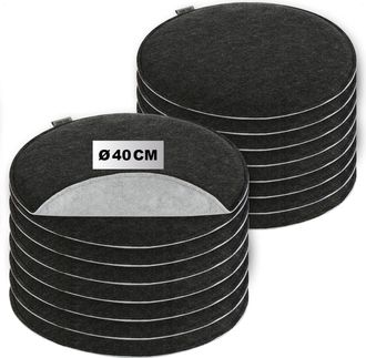 Com-Four 16x Sitzkissen aus Filz Ø 40 cm - gepolstertes Stuhlkissen - runde Sitzpolsterauflage für Esszimmer, Garten, Balkon - 2-farbiges Wendekissen