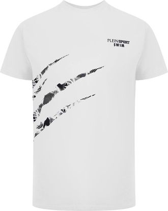 Plein Sport Kurzarmkratz-Logo T-Shirt in Wei&szlig;