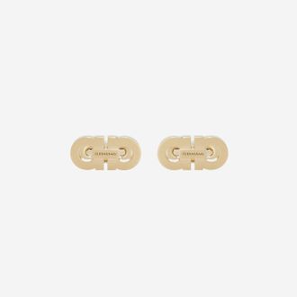 Ferragamo Engraved Logo Brass Cufflinks - Gold