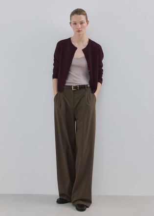 Mango Cardigan droit maille fine lie de vin - Femme - XXS - MANGO