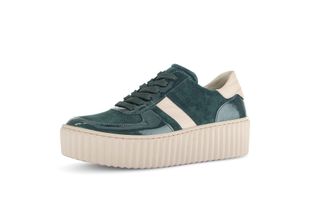 Gabor Damen Low-Top Sneaker, Frauen Halbschuhe,Turnschuhe,Laufschuhe,schnürschuhe,schnürer,Business,Freizeit,Dark Petrol/Sand,37.5 EU / 4.5 UK