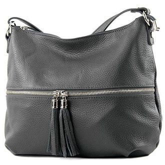 modamoda.de T159 - Sac à bandoulière ital en cuir, Gris anthracite 2021, m