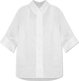 Jil Sander Femme, Blouses et Chemises, Blanc, Taille: 38 FR Chemise semi-transparente en coton