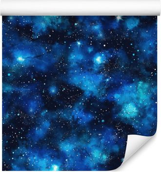 OEM Carta Da Parati Con Motivo Galassia Ad Acquerello, Composizione Armoniosa, Blu Navy, 50x1000 Cm