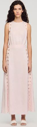 Sandro Robe longue &agrave; jacquard fleurs