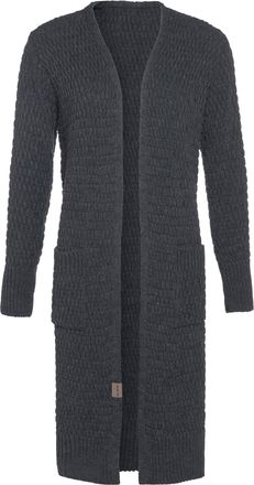 Knit Factory Jaida Lange Strickjacke - Damen Strickjacke mit Taschen - Cardigan mit Wolle - Hochwertige Qualit&auml;t - Grobstrickjacke f&uuml;r Damen - Anthrazit - 40/42