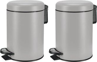 Kleine Wolke Kosmetikeimer One, Farbe: Platin, Material: Edelstahl/PP, Gr&ouml;&szlig;e: Eimer 3 Liter 16,8 cm x 25 cm (Packung mit 2)