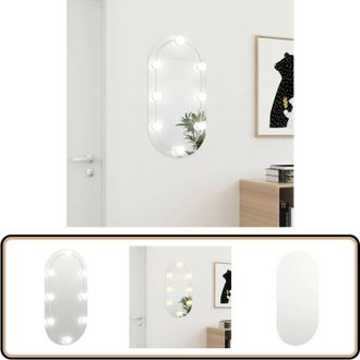 vidaXL Vidaxl - Spiegel mit LED-Leuchten 80x40 cm Glas Oval - Spiegels - LED-Spiegel - Badezimmerspiegel - Kosmetikspiegel - Makeupspiegel
