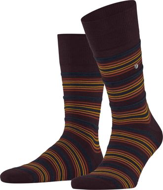 Burlington Herren Socken Funky Stripe M So Baumwolle Viskose gemustert 1 Paar, Rot Claret 8375, 40-46