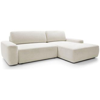 Selsey Selsey - Baleo - Ecksofa mit Schlaffunktion, Chenille-Bezug, Creme, rechtsseitig