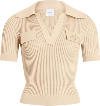 Patou Femme, Pulls, Beige, Taille: 40 FR Kn341 8094 124B Maille col en V