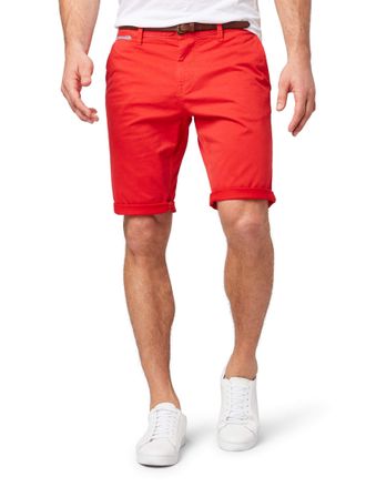 Tom Tailor Herren Josh Regular Slim Chino Shorts mit Gürtel 1007868, 17761 - Tibet Red, 34