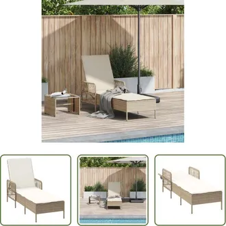 vidaXL vidaXL Bain de soleil polyrotin - Transat Beige et blanc cr&egrave;me 55 x 200 x 92 cm polyrotin