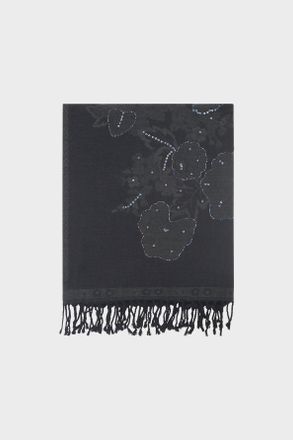 Gerard Darel Echarpe &agrave; grandes fleurs et sequins en laine - ROSETTA - Noir