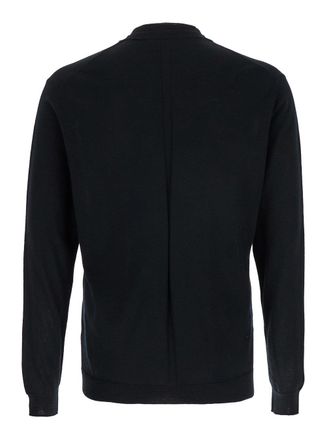 low brand Mens Black Crew Neck Pullover Virgin Wool Tops Top