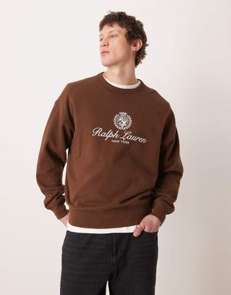 Polo Ralph Lauren Sweat avec grand logo &eacute;cusson - Marron-Brown