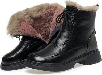Generic QXDZSW Bottines pour femme - Antid&eacute;rapantes - Chaudes - Chaussures dhiver - Grande taille - Plateforme - Bottes de neige pour femme, Fourrure noire., 