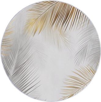 Generic Tapis Rond de Salon Luxe Feuilles de Palmier : Le Luxe de la Nature pour Salle &agrave; Manger Bureau Lavable en Machine et Poil Court 100 cm (Round) Tapis C