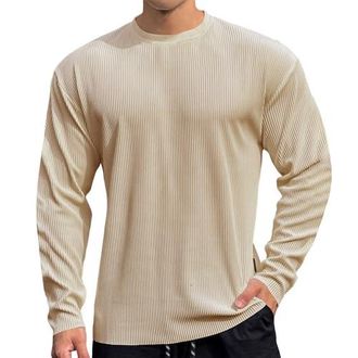 Generic T-shirt &agrave; manches longues pour homme - Style d&eacute;contract&eacute; - Solide - Col rond - L&eacute;ger et respirant - Pour printemps et automne - Confortable, kaki, XXL
