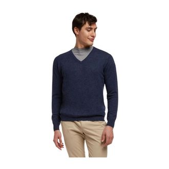 Brooks Brothers Woll- und Kaschmir-Pullover mit V-Ausschnitt - - Knitwear - Herren - Blau - S