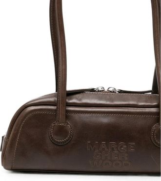 Margesherwood Embossed Logo Calf Leather Tote Bag - Brown