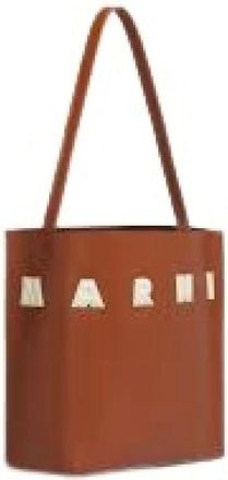 Marni Femme, Sacs, Brun, Taille: ONE Size Museo Logo-Patch Leather Bag