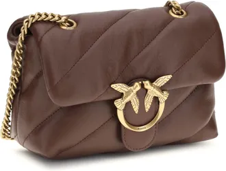 Pinko Love Mini Puff Calfskin Leather Shoulder Bag - Burgundy