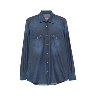 Sartorio Napoli Texas Denim Shirt - - Shirts - Herren - Blau - 4XL