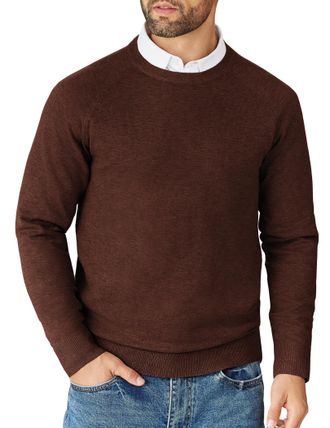 Coofandy Pullover für Herren Strickpullover Langarm Feinstrickpullover mit Rundhals Pullover Männer Winterpullover Business Casual Sweatshirt Braun S