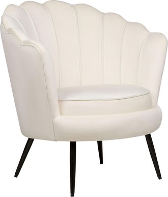 Beliani Sessel Samt weiß mit Metallbeinen schwarz Rückenlehne in Muschel-Form Lovikka