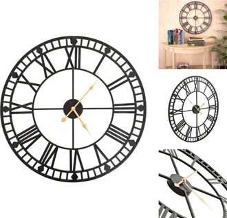 vidaXL Vidaxl - Wanduhren - Living Wanduhr Vintage mit Quarzwerk Metall 60 cm xxl - Schwarz