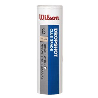 Wilson Badminton-Ball, Dropshot Shuttlecocks, 6-er Pack, Wei&szlig;, Kunststoff/Naturkork, WRT6046WH