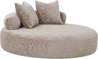 ebuy24 Ebuy24 - Fauteuil rond loveuse 160x160x60 cm en tissu chenille naturel