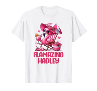 BDAZ Flamazing Hadley Pink Flamingo Tropical Beach Trip Damen T-Shirt