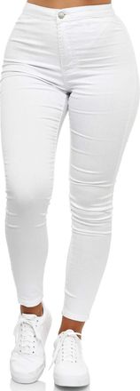 Elara Damen Jeans High Waist Slim Fit Chunkyrayan JS710-1 White 46 (3XL)