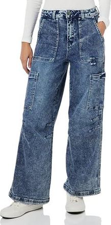 Kaffe Womens Jeans Regular Fit Flared Legs High-Waisted Cargo Pockets