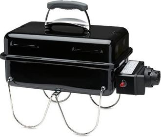 Weber Go-Anywhere Gasgrill/Tragbarer Grill mit klappbaren Beinen, Z&uuml;ndknopf, Robuste Emaille, Leichter und kompakter Campinggrill f&uuml;r den Au&szlig;enbereich, 42 x