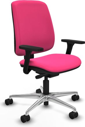 Piqueras y Crespo Computerstuhl Rosa Alares mit 3D-Armlehnen, ausgestattet mit Syncro/Traslack und eingespritztem Schaum. Mit Rollen von 65 mm Nylon. Rosa