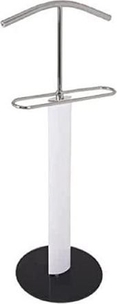 Haku Möbel Herrendiener Chrom, schwarz, weiß, Metall, Sicherheitsglas 8 mm - Maße: B 48 cm x H 116 cm x T 37 cm, Style: Modern